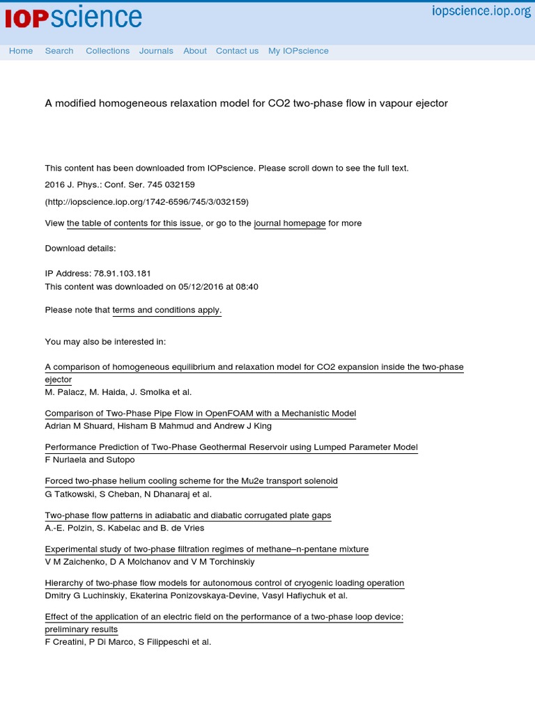 A Modified Homogeneous Relaxation Model For CO2 Two-Phase Flow in ...