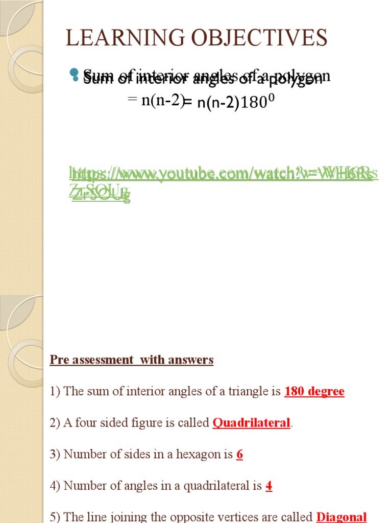 Sum of Interior Angles of A Polygon | PDF