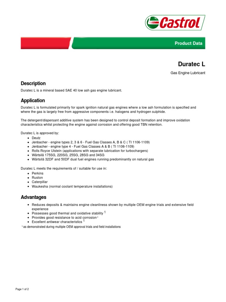 Duratec L: Description | Download Free PDF | Motor Oil | Lubricant