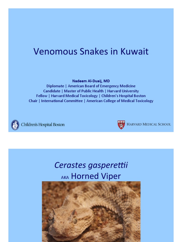 NAlduaij Kuwait Snakes MENATOX2009 | PDF | Reptile | Venomous Snakes