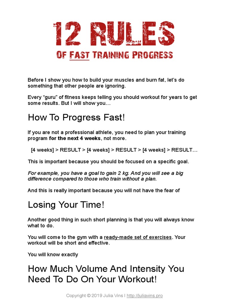12 Rules: of Fast Training Progress | PDF | Determinants Of Health ...