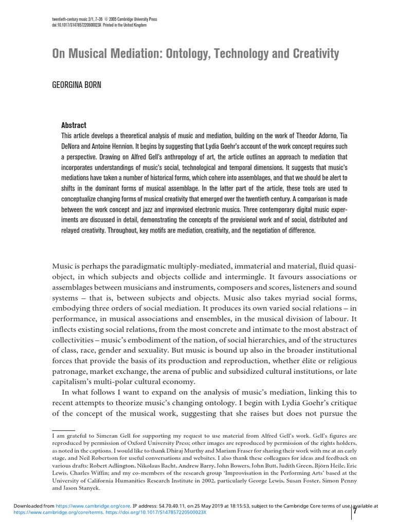 Georgina Born | PDF | Theodor W. Adorno | Discourse