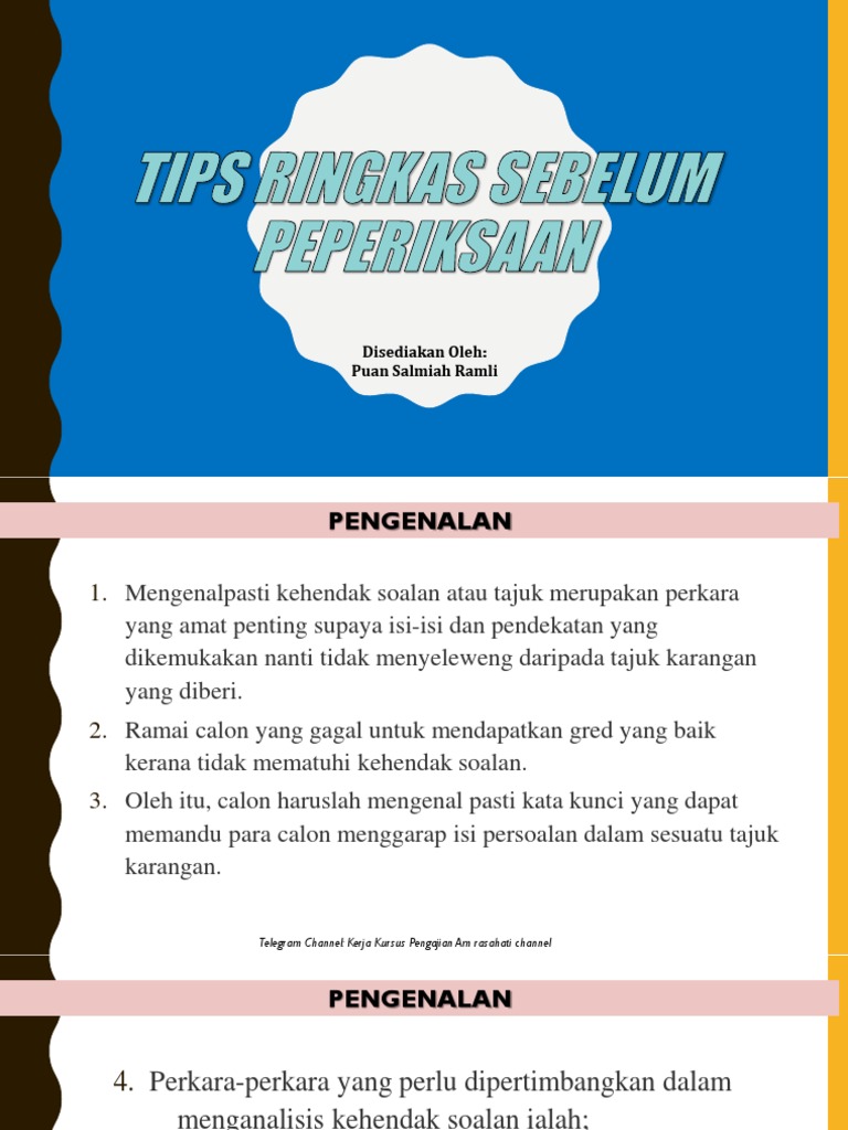 Tips Ringkas Sebelum Peperiksaan | PDF