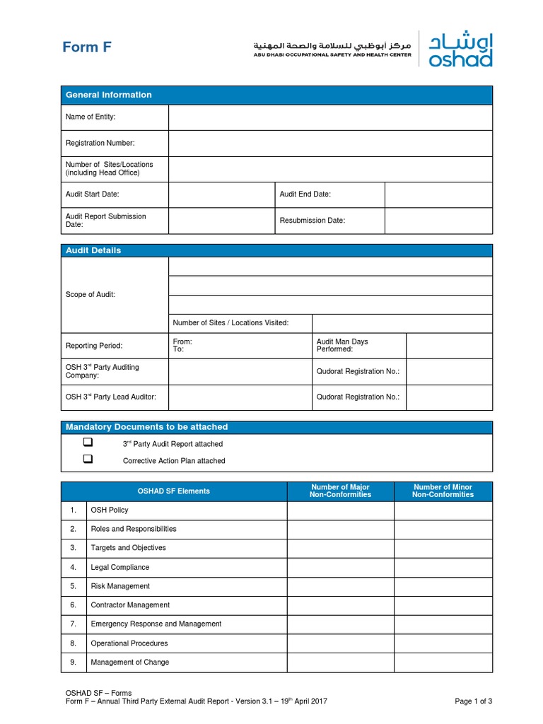 Form F-Entity Annual Third Party Audit Report - V3.1 English | Download ...