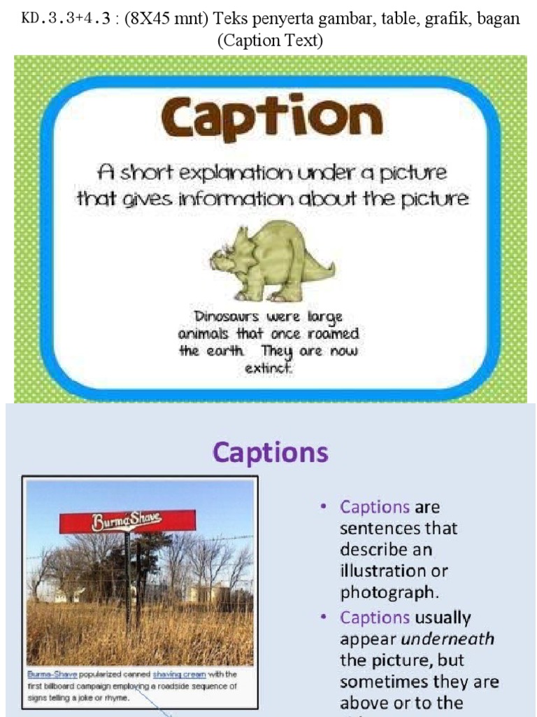 Contoh Teks Caption untuk Kelas 12 | PDF