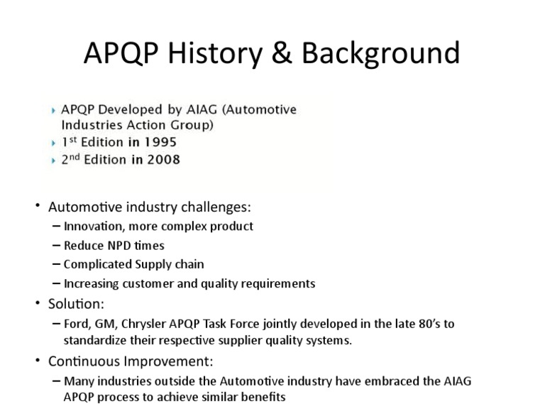 APQP History and Background | PDF