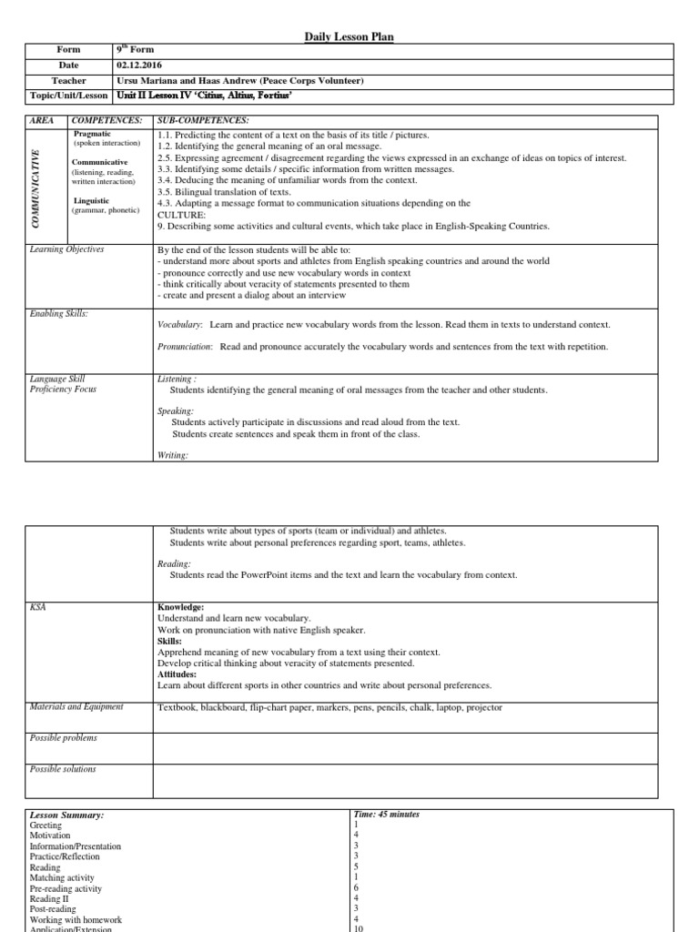 9th U2 l4 Citius Altius Fortius | PDF | Vocabulary | Reading Comprehension