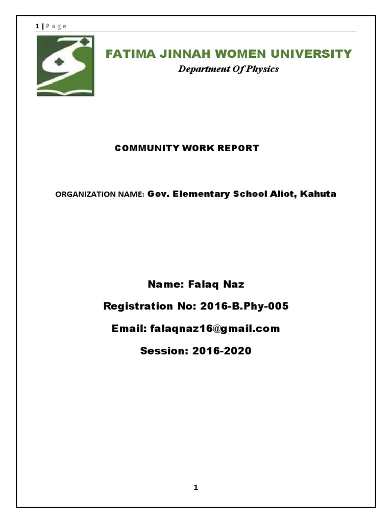 Community Work REPORT (Falaq Naz) | PDF | Teachers | Learning