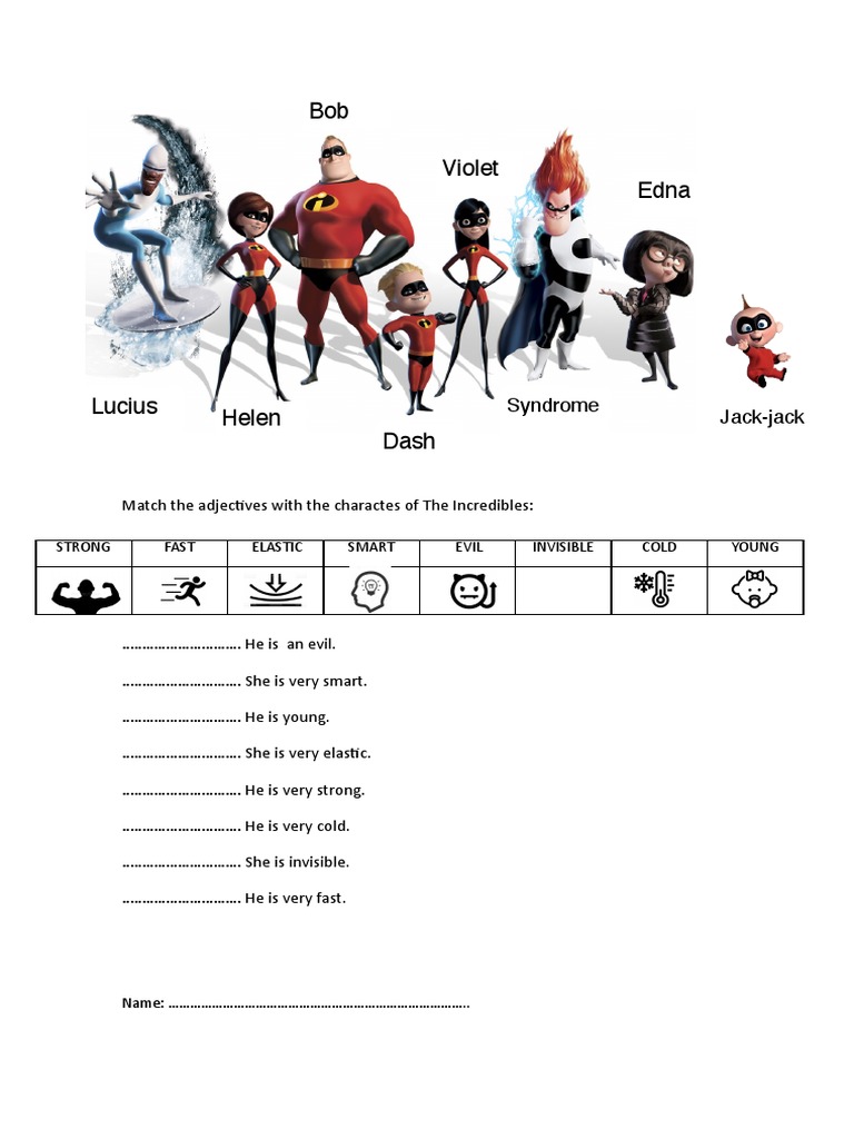 The Incredibles Adjectives | PDF
