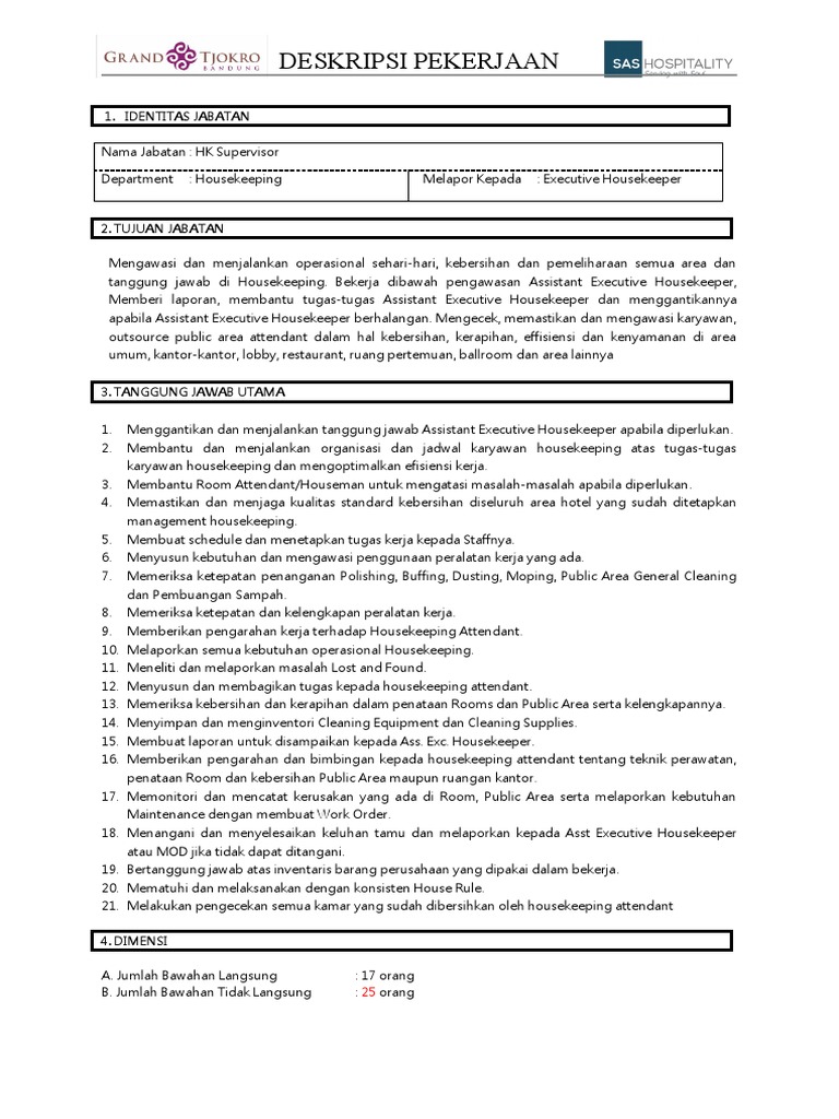 JD - HK Supervisor | PDF