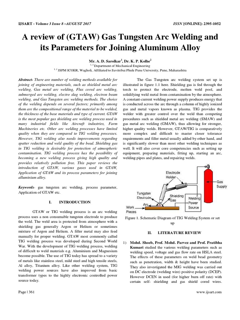 A Review of GTAW Gas Tungsten Arc Weldin PDF | PDF | Welding | Construction