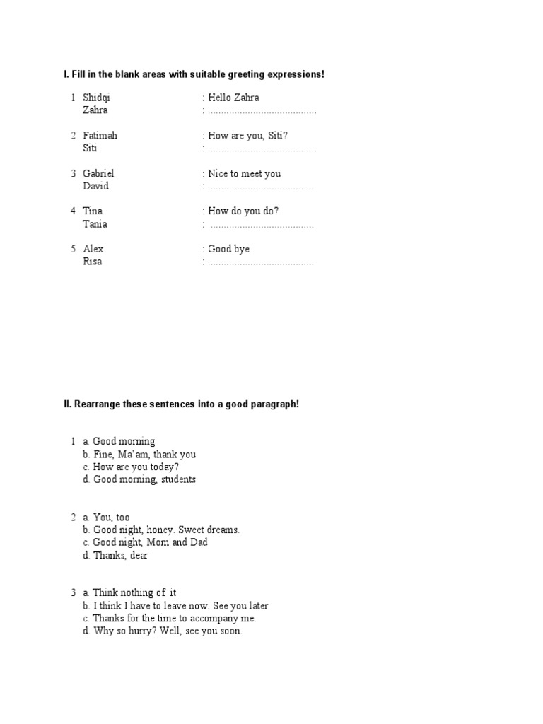 Greetings & Conversations Guide | PDF
