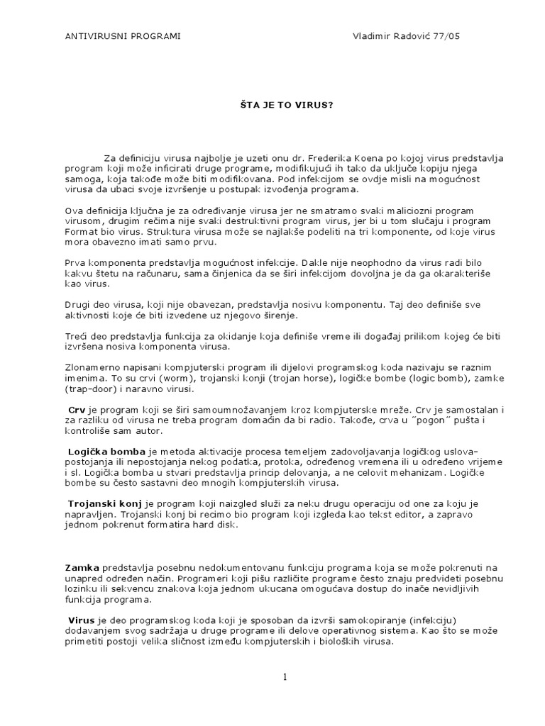 Antivirusni Programi | PDF