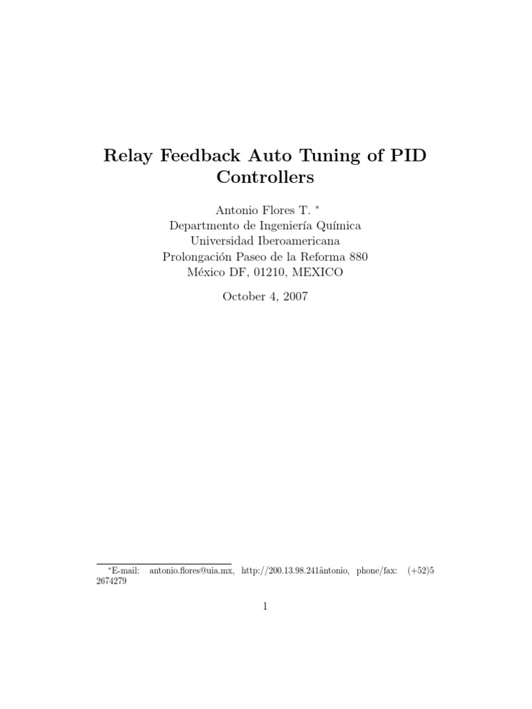Relay PID Auto Tuning | PDF | Control Theory | Applied Mathematics