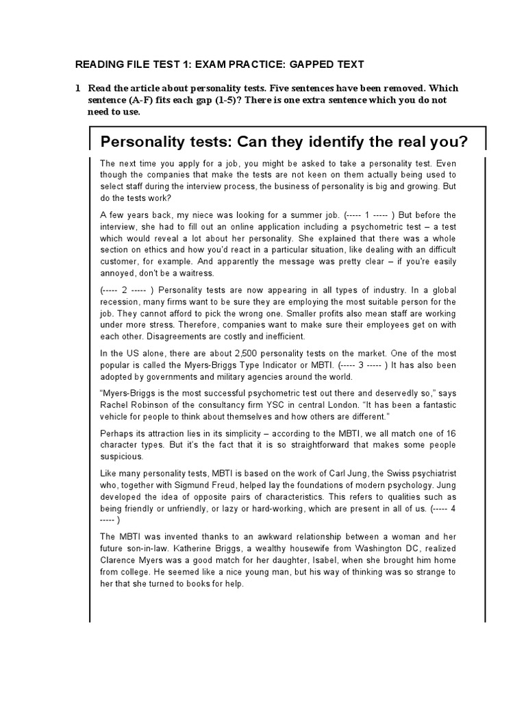 Personality Tests: Can They Identify The Real You? | PDF | Carl Jung ...