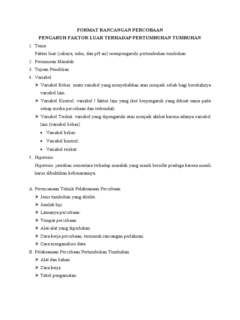 Format Rancangan Percobaan-1 | PDF
