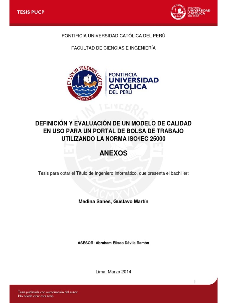 Medina Gustavo Modelo Calidad Uso Portal Norma Iso 25000 Anexos | PDF | Usabilidad | Software