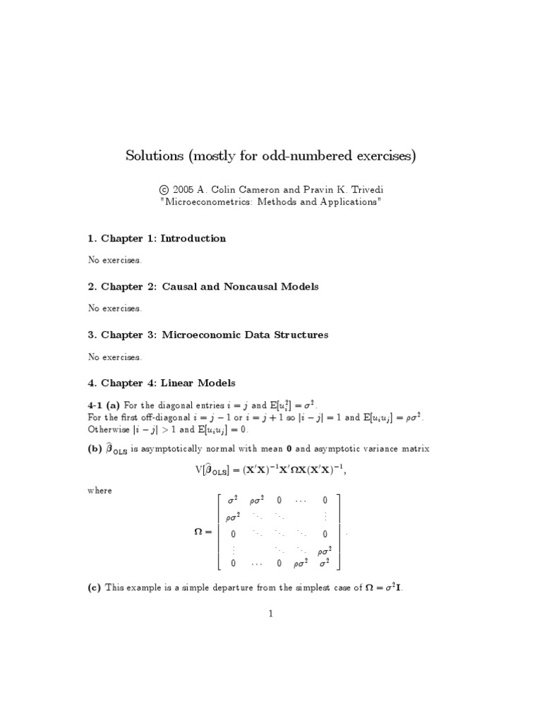 Cameron And Trivedi 2005 Microeconometrics Methods And Applications