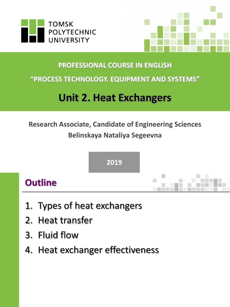 Unit 2. Heat Exchangers: Professional Course in English "Process ...