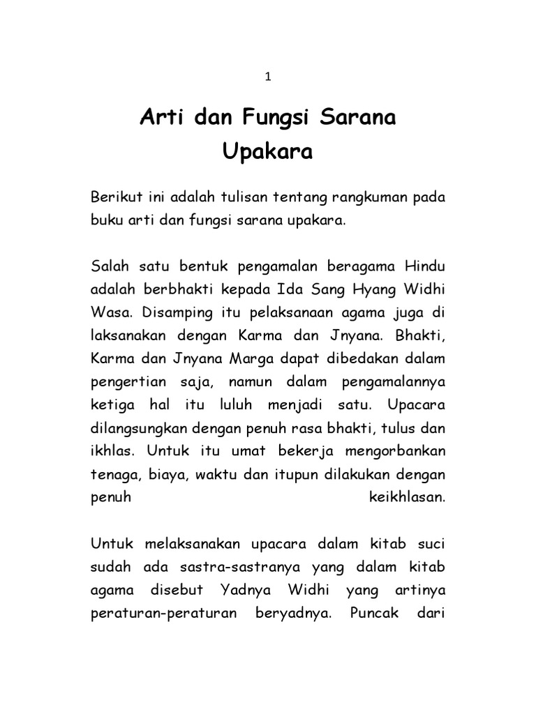 Arti Dan Fungsi Sarana Upakara@@@ | PDF