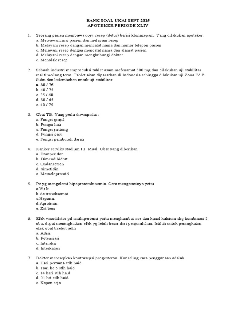 Bank Soal Ukai Sept 2015 | PDF