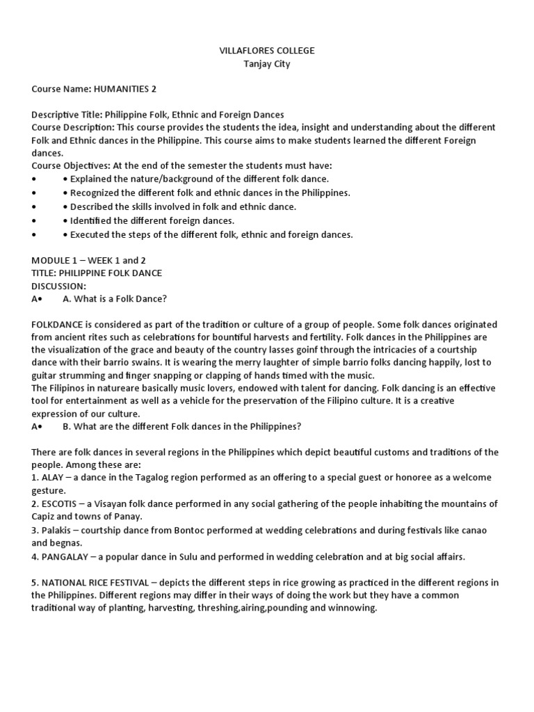 Humanities. Assignment 2 | PDF | Dances | Performing Arts