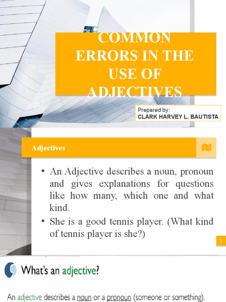 Common Errors in The Use of Adjectives: Prepared by | PDF | Adjective ...