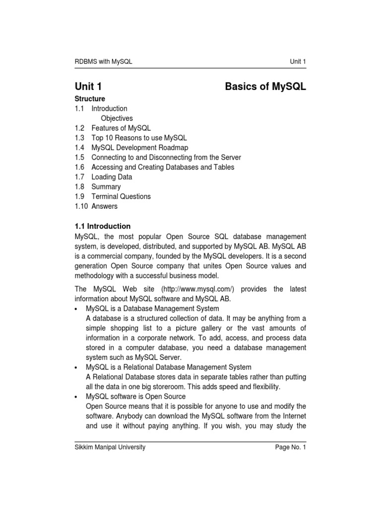Unit 1 Final PDF | PDF | My Sql | Relational Database
