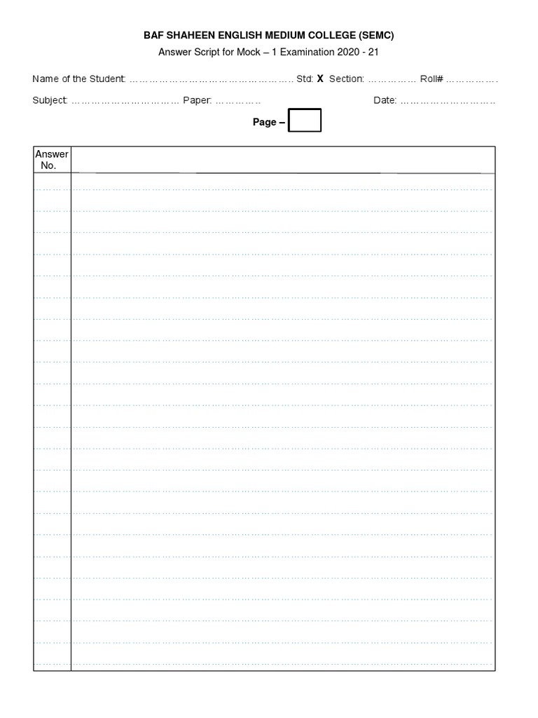 Baf Shaheen English Medium College (Semc) | PDF