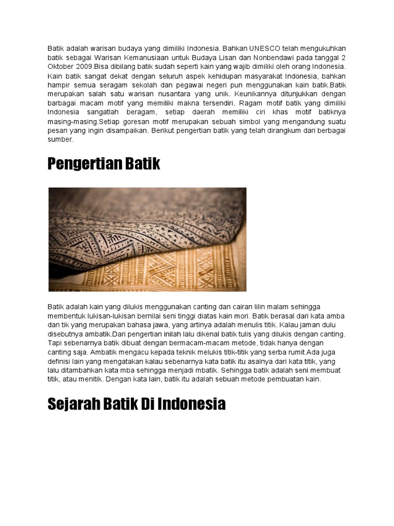 Berita Koran Tentang Karya Seni Batik PDF | PDF