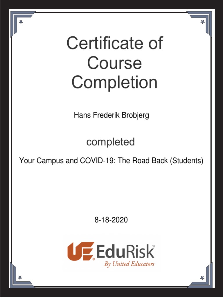 Your Campus and COVID-19, Certificate | PDF