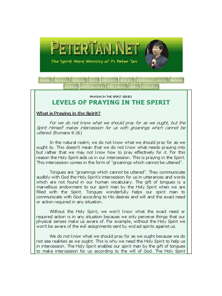 Levels of Praying in The Spirit PDF | PDF | Glossolalia | Baptism With ...
