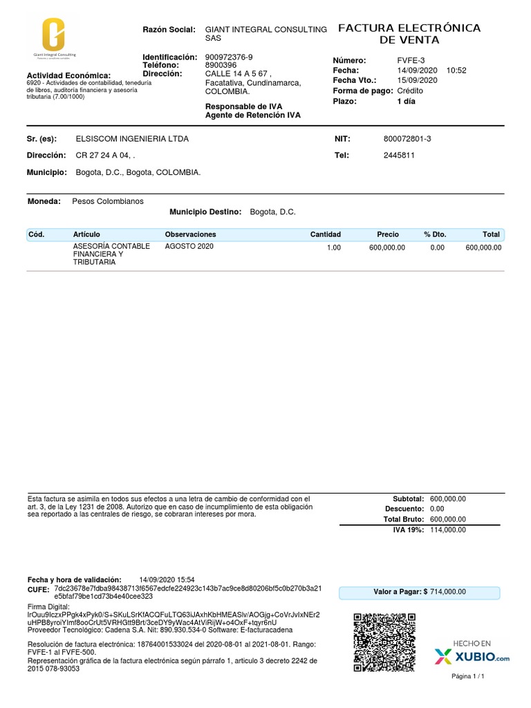 Factura de Venta #FVFE-3 | PDF | Factura | Contabilidad