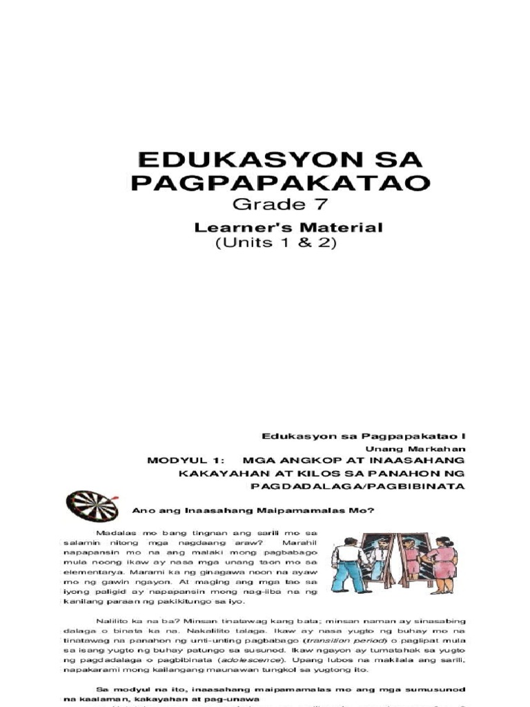 K To 12 Grade 7 Learning Material in Edukasyon Sa Pagpapakatao (Q1-Q2) | PDF