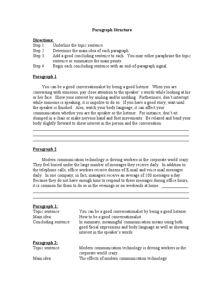 Paragraph Structure by Saiwaroon | PDF | Body Language | Communication