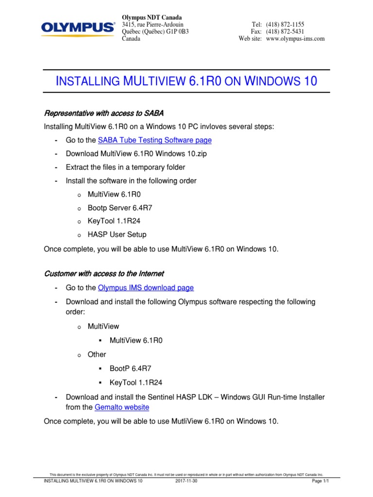 Installing MultiView 6.1R0 on Windows 10 | PDF
