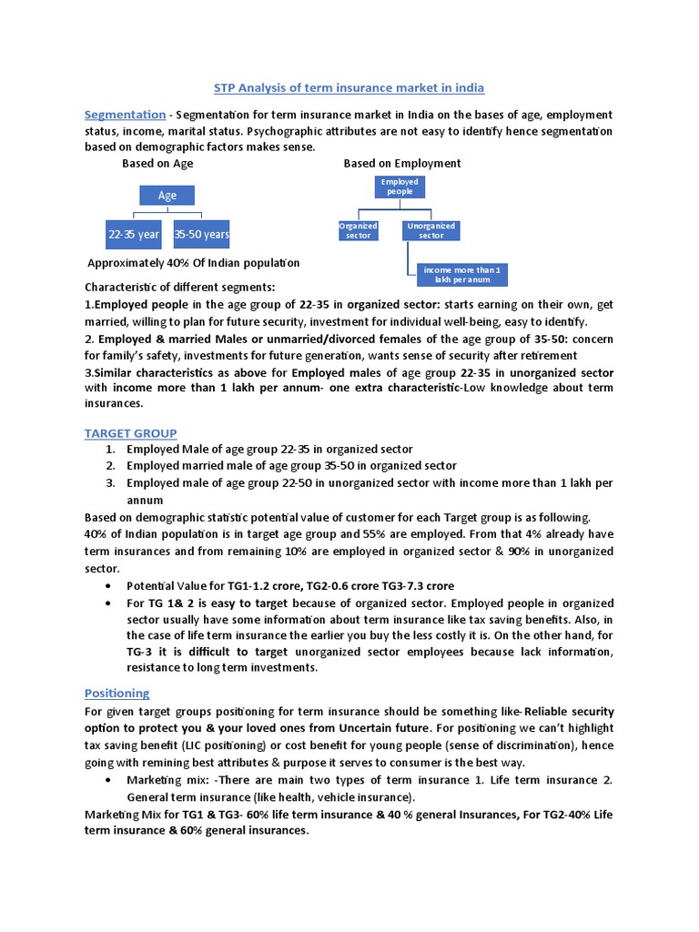 STP Analysis of Term Insurance Market in India | PDF | Market ...