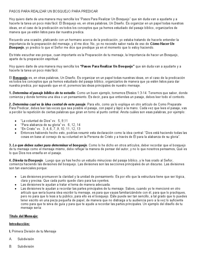 Pasos para Realizar Un Bosquejo para Predicar | PDF | Biblia | Sermón