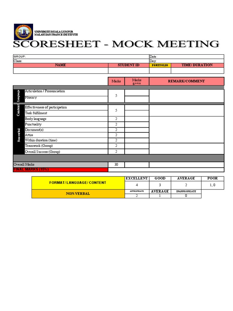 Mock Meeting Scoresheet | PDF | Cognition | Semiotics