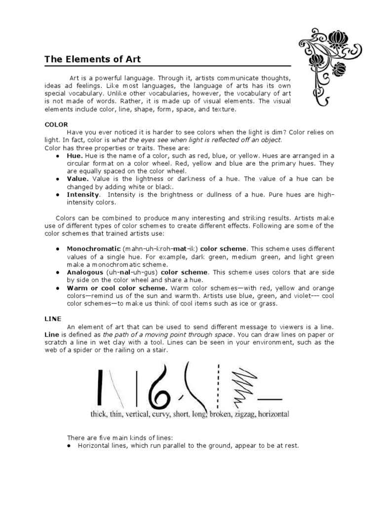 Elements and Principles of Art | PDF | Color | Shape