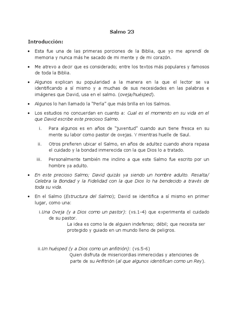 Un Exposicion Biblica Del Salmo 23 | PDF | Salmos | David