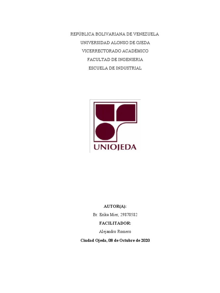 República Bolivariana de Venezuela Universidad Alonso de Ojeda ...