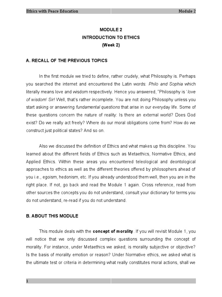 Ethics Module 2 | PDF | Morality | Free Will