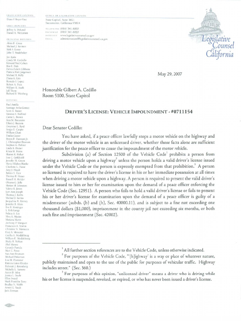 Vehicle Impoundment Laws in California | PDF | Search And Seizure | Justice