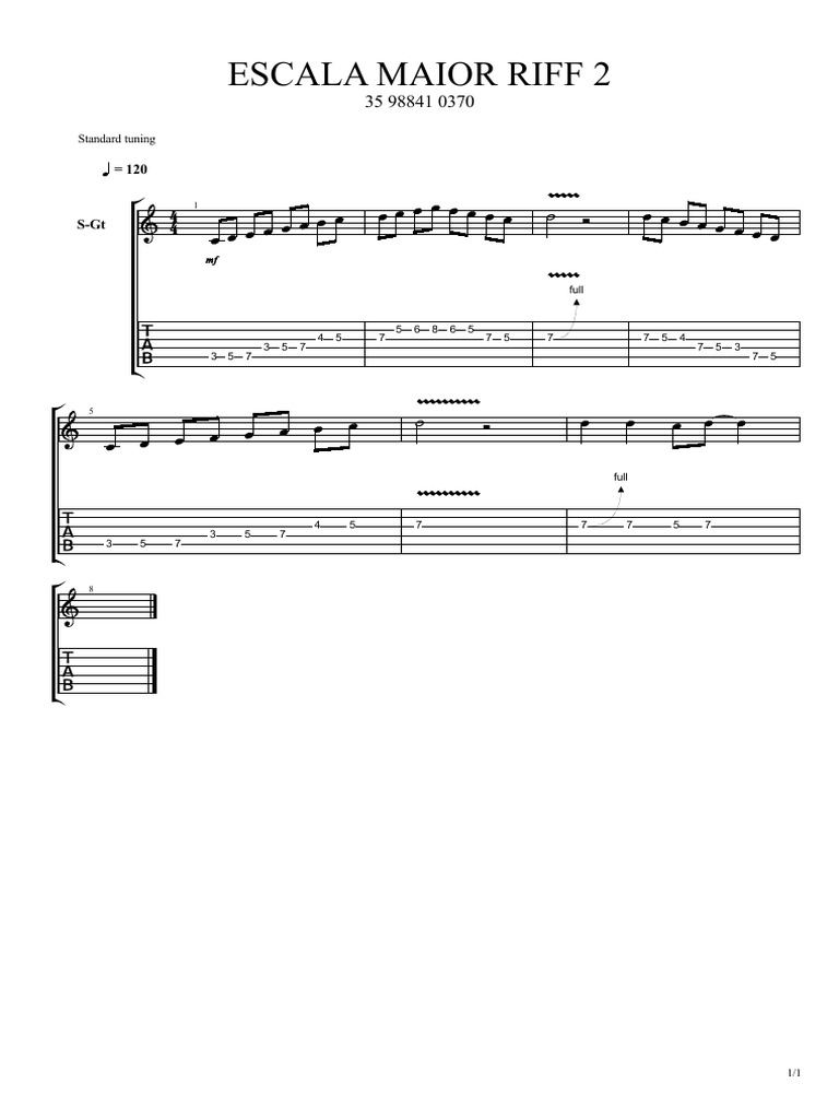 Escala Maior Riff 2: Standard Tuning | PDF