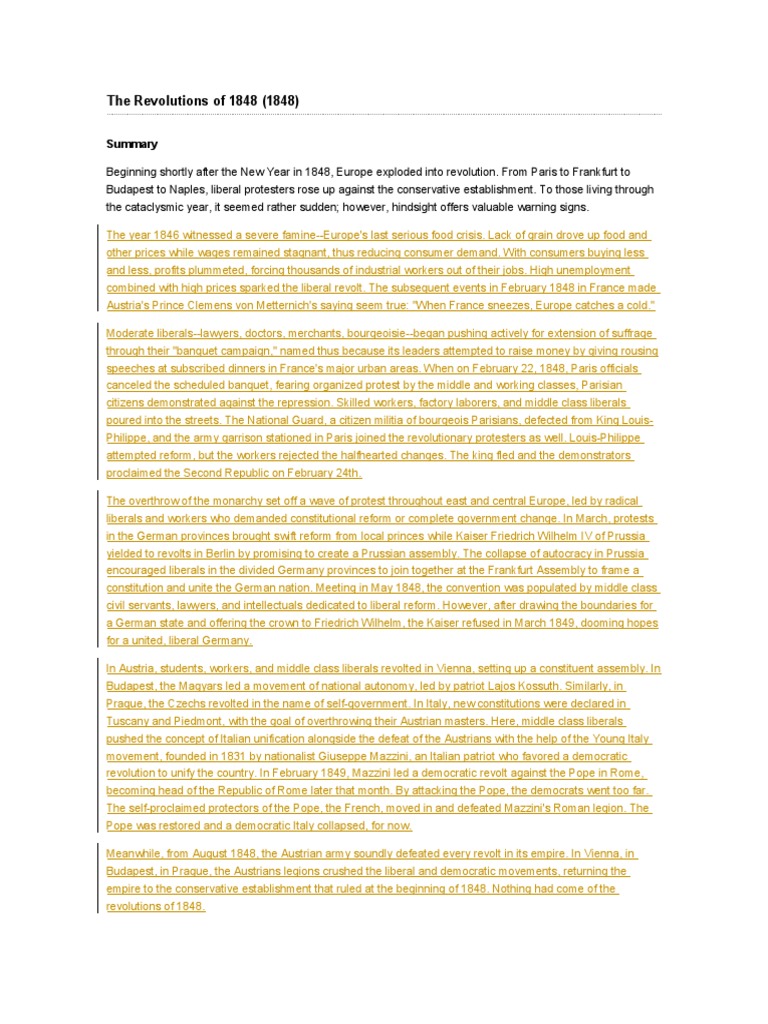 The Revolutions of 1848 | PDF