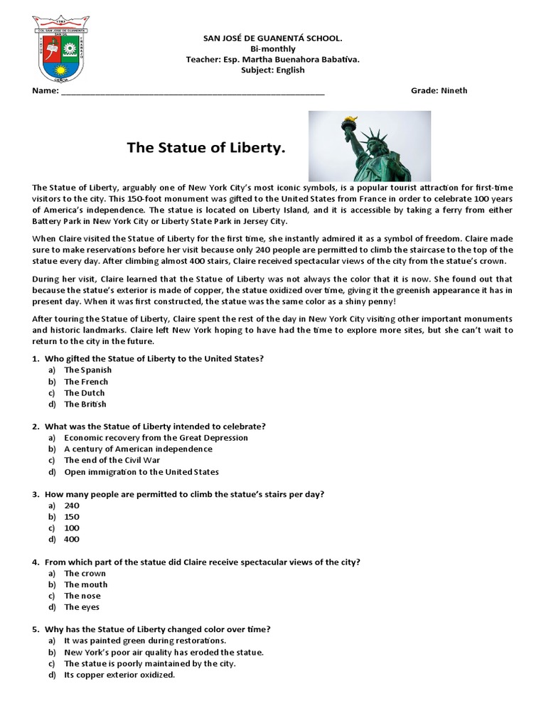 The Statue of Liberty | PDF | New York City