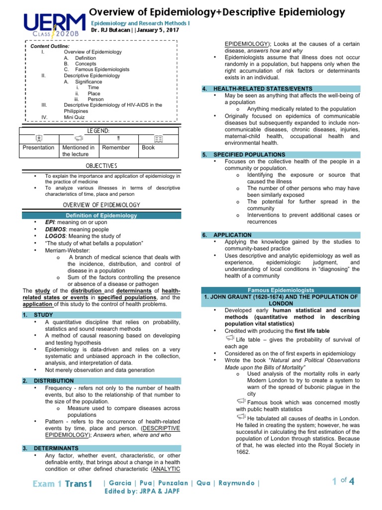 EPI 1.01 Overview of Epid and Descriptive Epid | PDF | Epidemiology ...