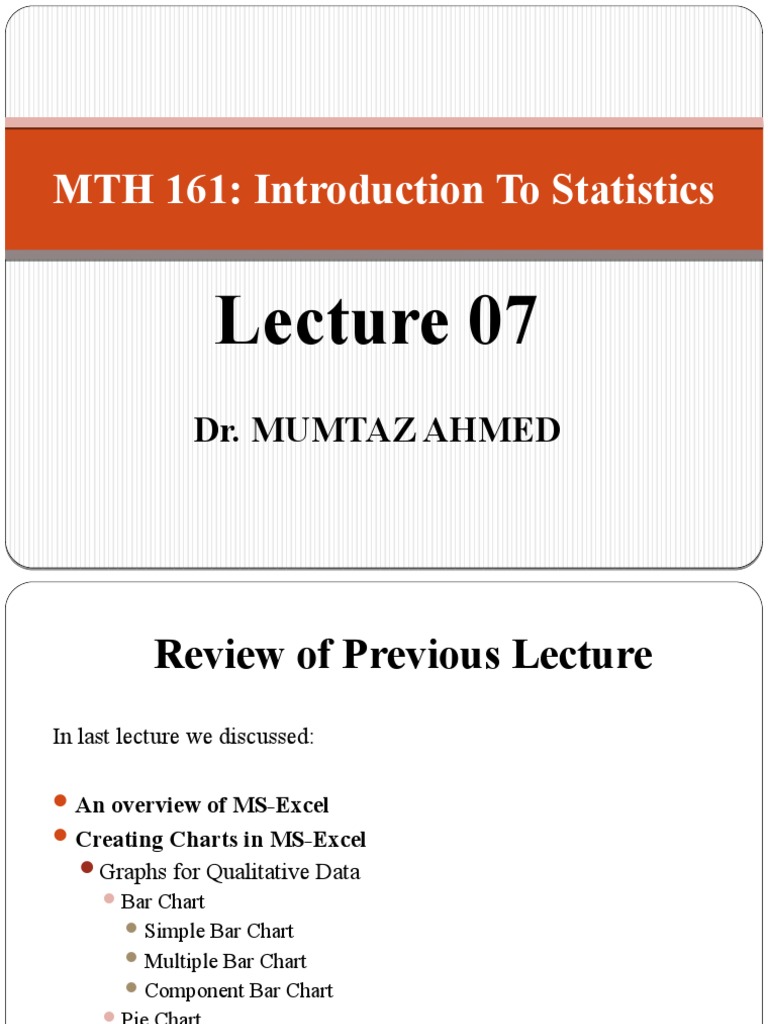 MTH 161: Introduction To Statistics: Dr. Mumtaz Ahmed | PDF ...