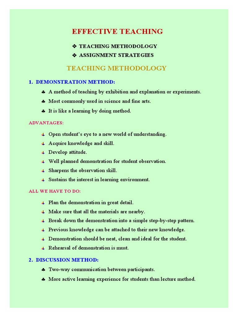 Assignment and Teaching Methodology | PDF | Teaching Method | Learning